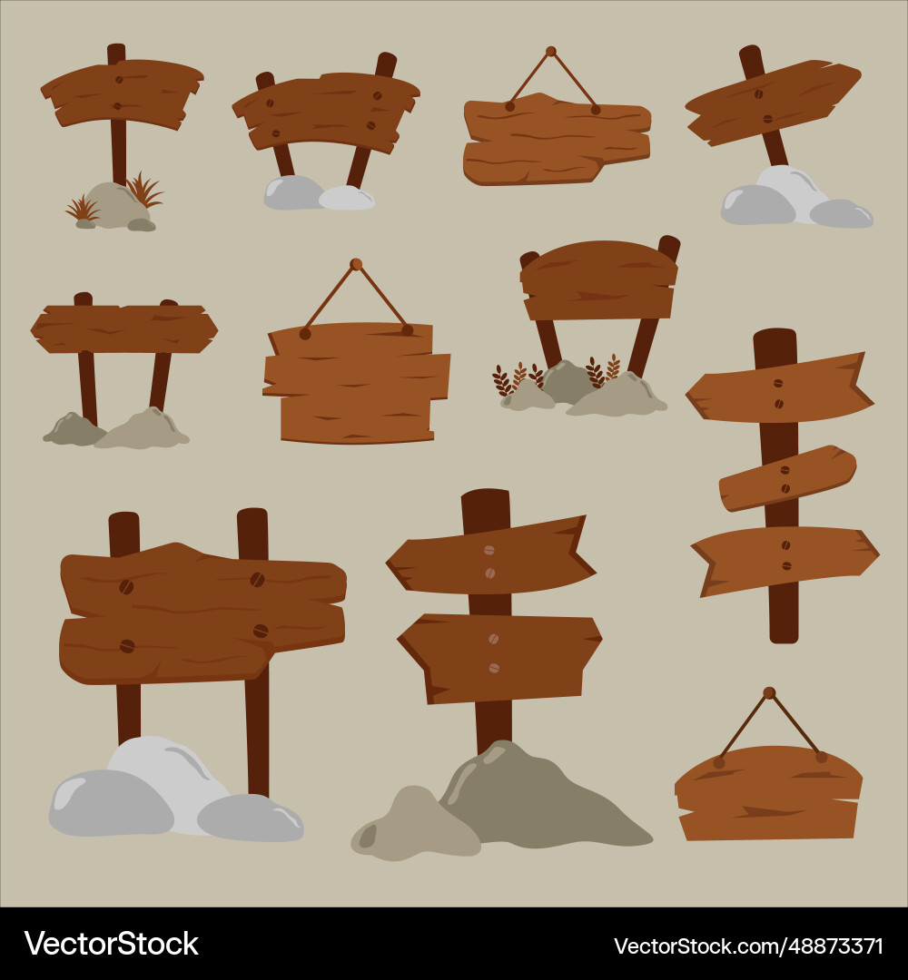 Brown wood signboard cartoon Royalty Free Vector Image