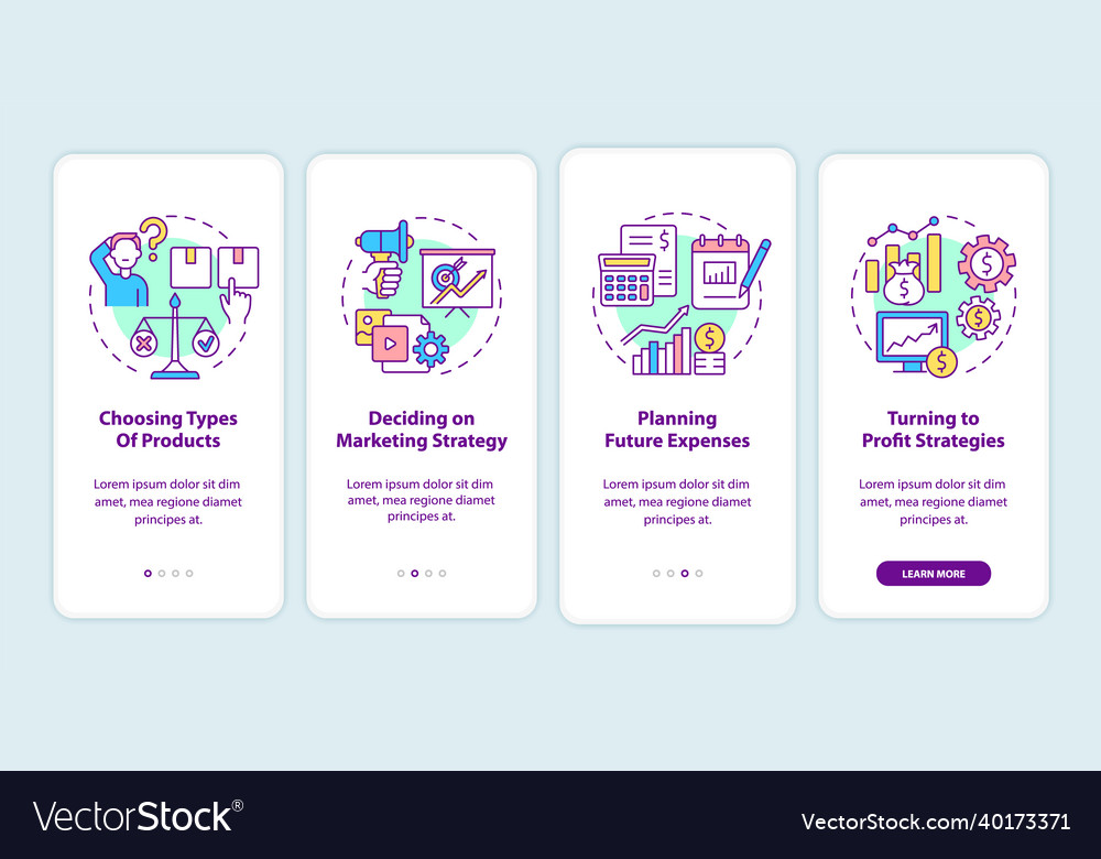 Business model onboarding mobile app page screen Vector Image