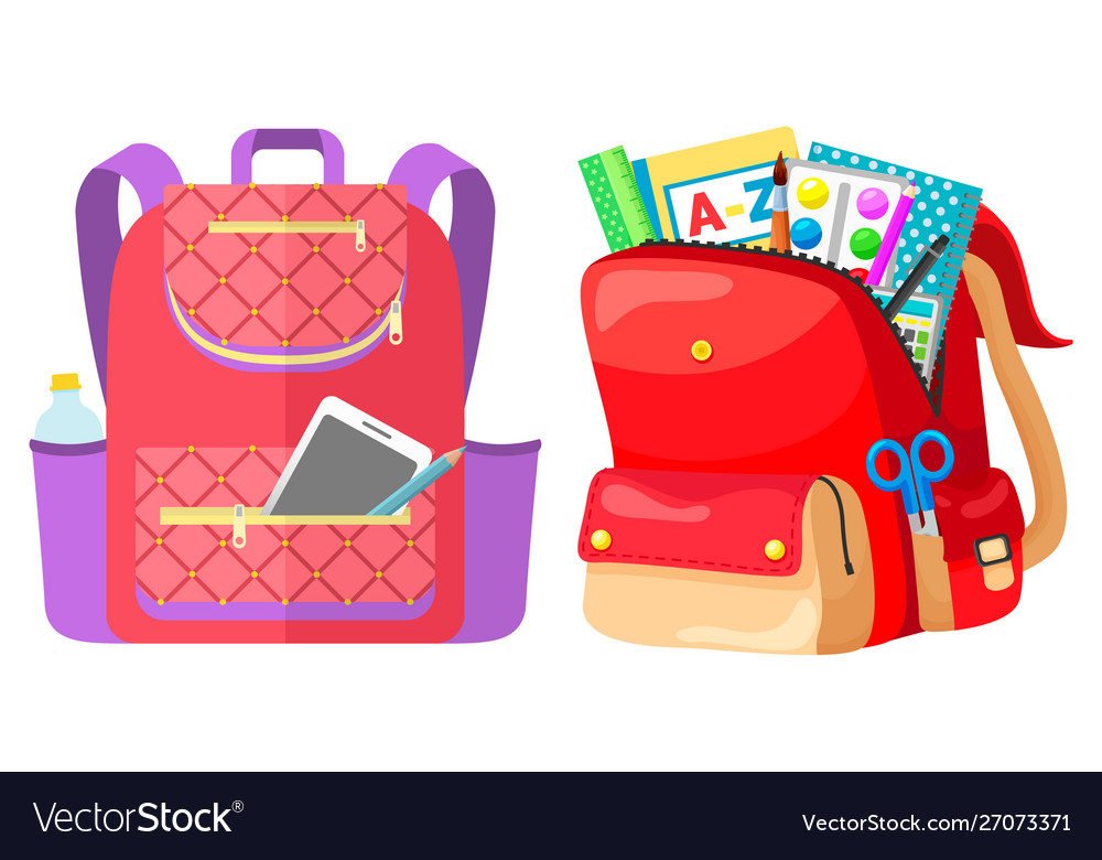 Colored school backpack back Royalty Free Vector Image