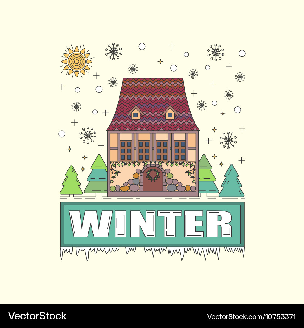 Detailed winter house on snowy background Vector Image