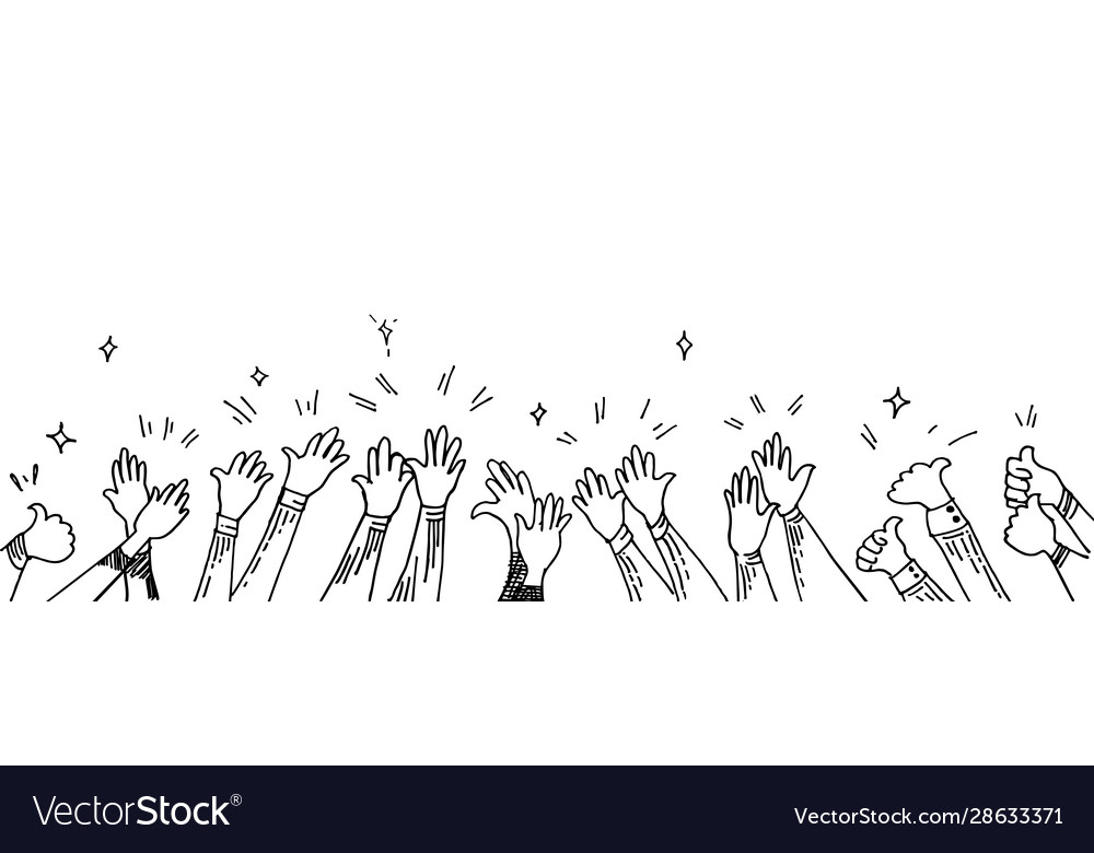 Hand drawn hands clapping ovation applause Vector Image