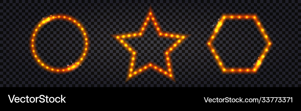 Led light frames with neon glow and glitter Vector Image