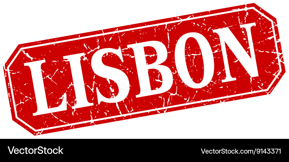 Lisbon red square grunge retro style sign Vector Image