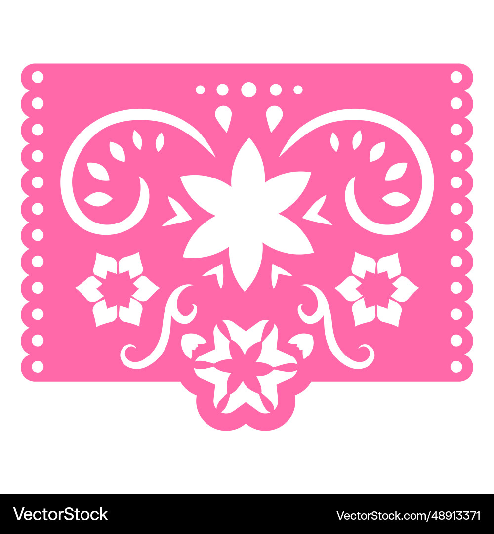 Mexican tropical floral pink stencil Royalty Free Vector