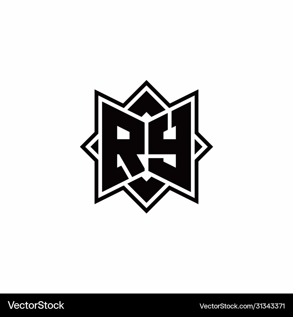 Ry monogram logo with square rotate style outline Vector Image