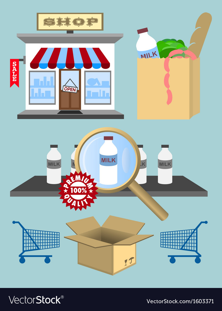 Set design shopping elements Royalty Free Vector Image