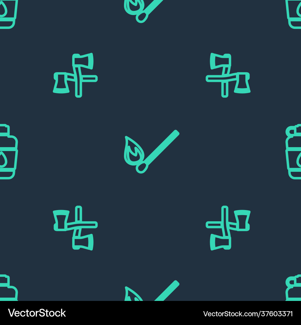 Set line burning match with fire crossed wooden Vector Image