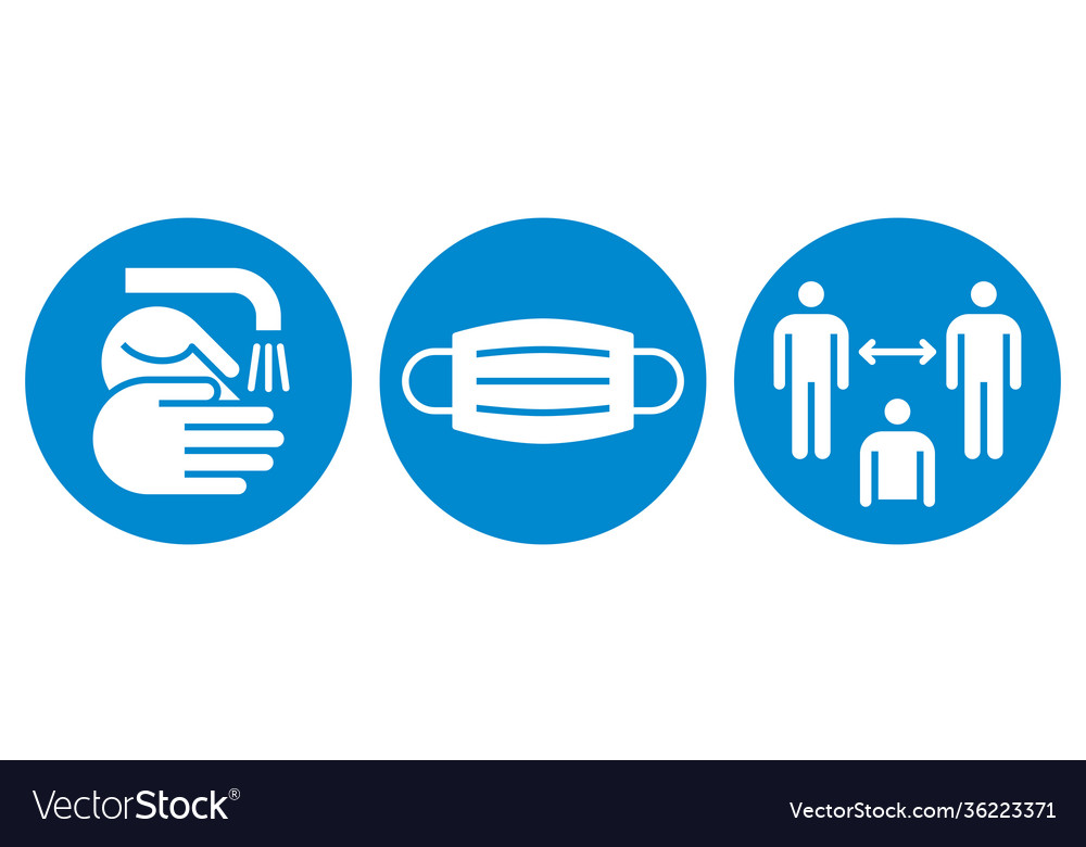Wash hands protective mask and social distance Vector Image