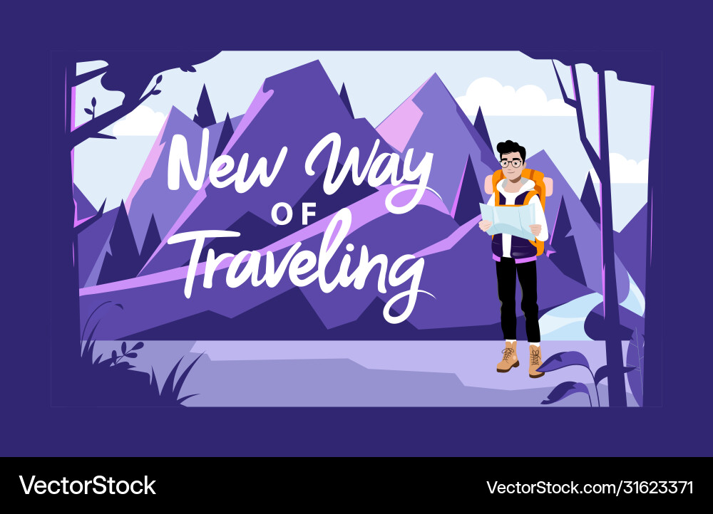Weekend adventure hiking and camping concept Vector Image