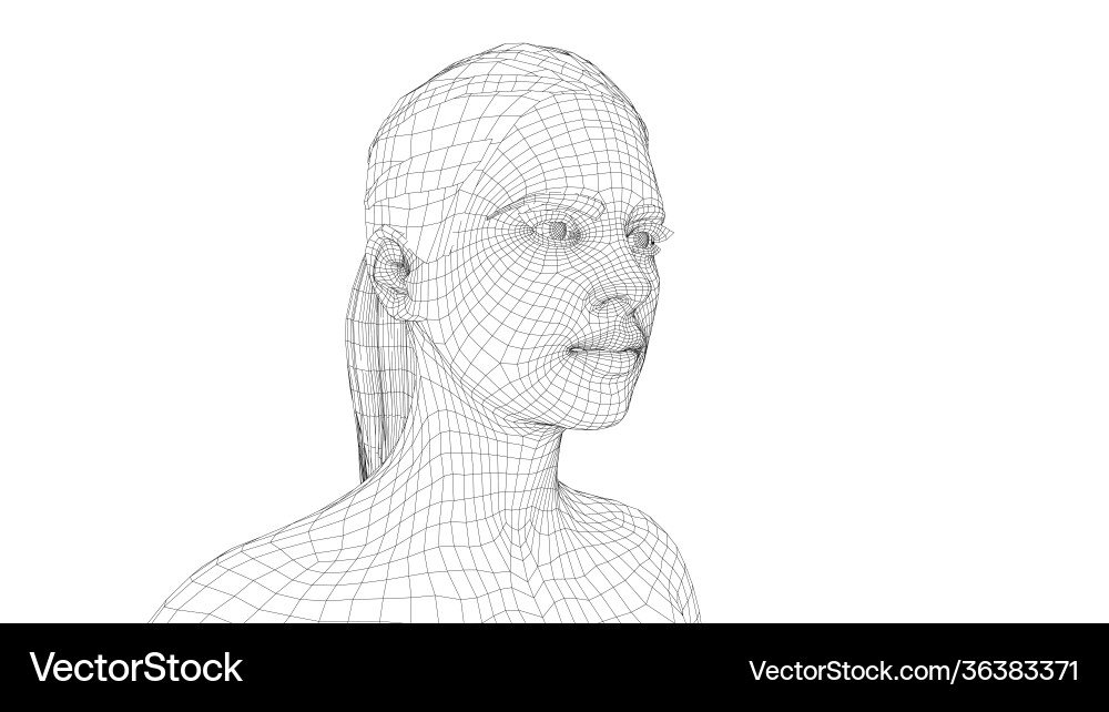 Wireframe portrait a young beautiful girl Vector Image