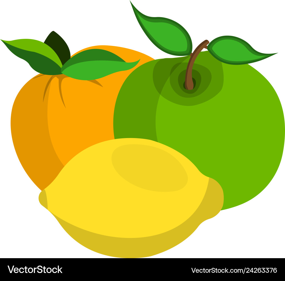 Apple lemon peach icon food label logo for web Vector Image