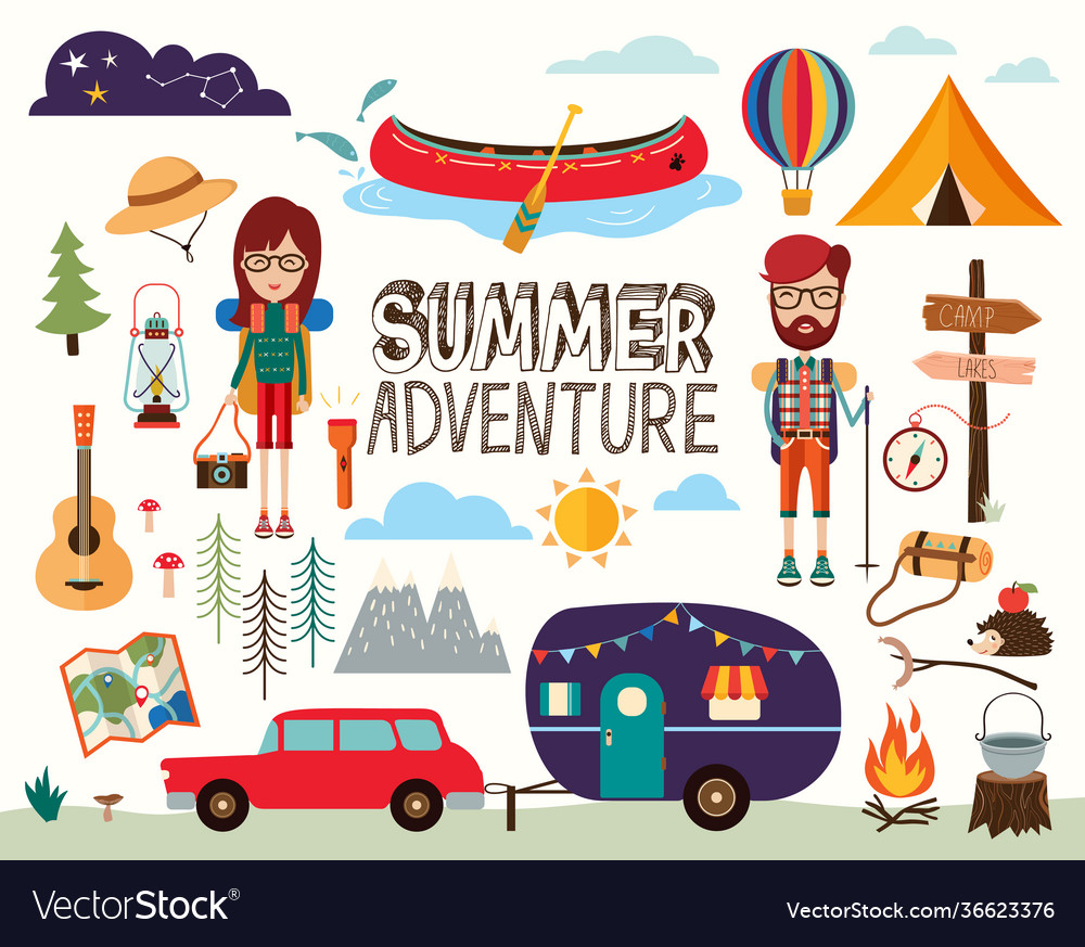Camping elements collection Royalty Free Vector Image