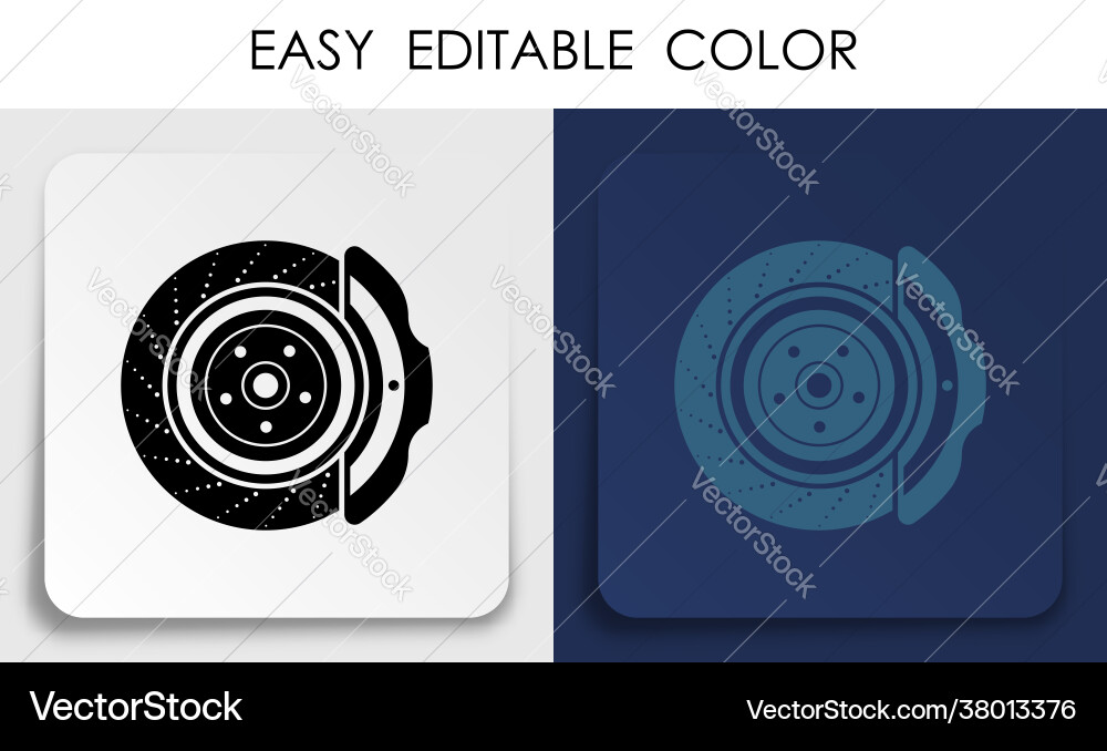 Car brake disc icon on paper square sticker Vector Image