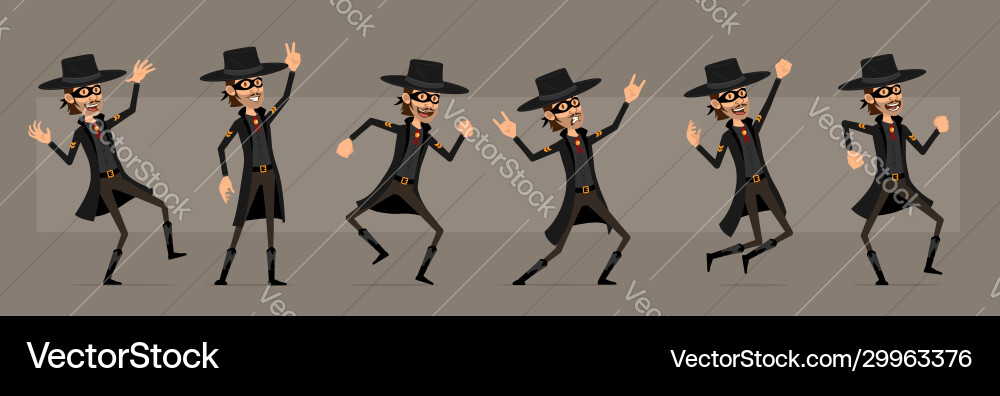 Cartoon bandit in mask character big set Vector Image