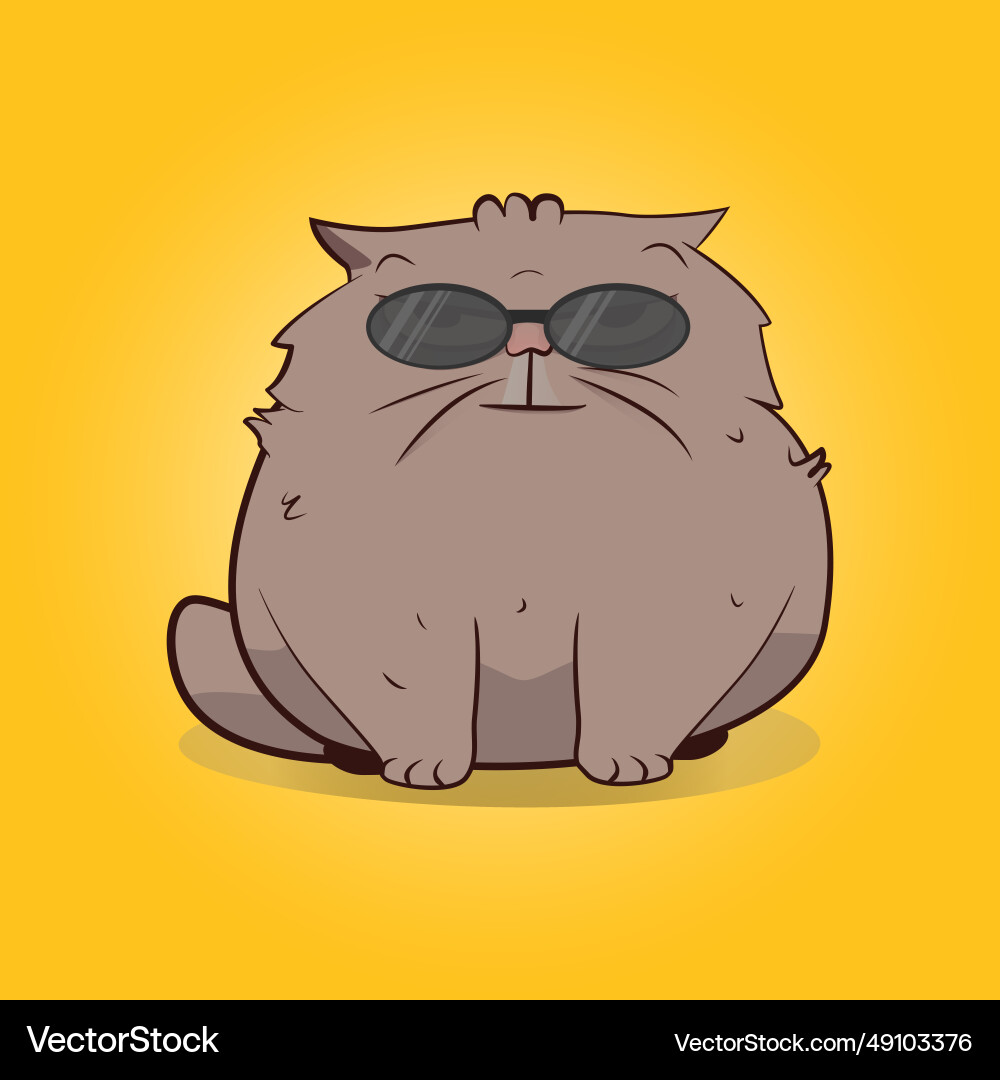 Cartoon fluffy cat wearing glasses Royalty Free Vector Image