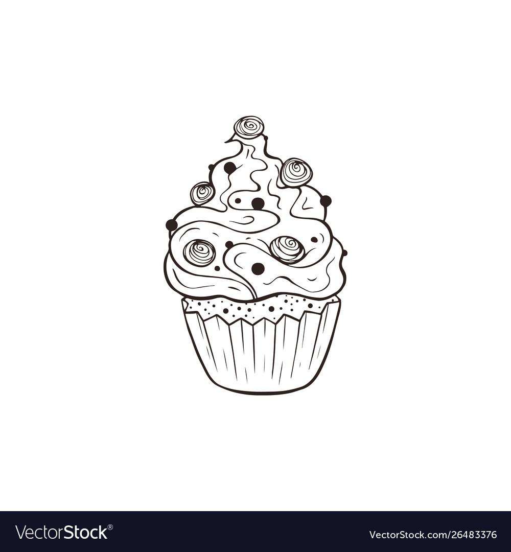 Hand drawn cupcakes Royalty Free Vector Image - VectorStock