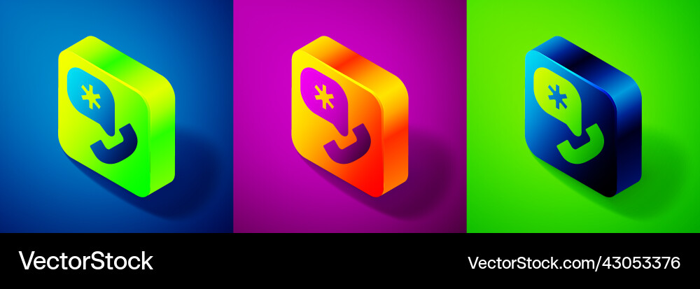 Isometric telephone with emergency call 911 icon Vector Image