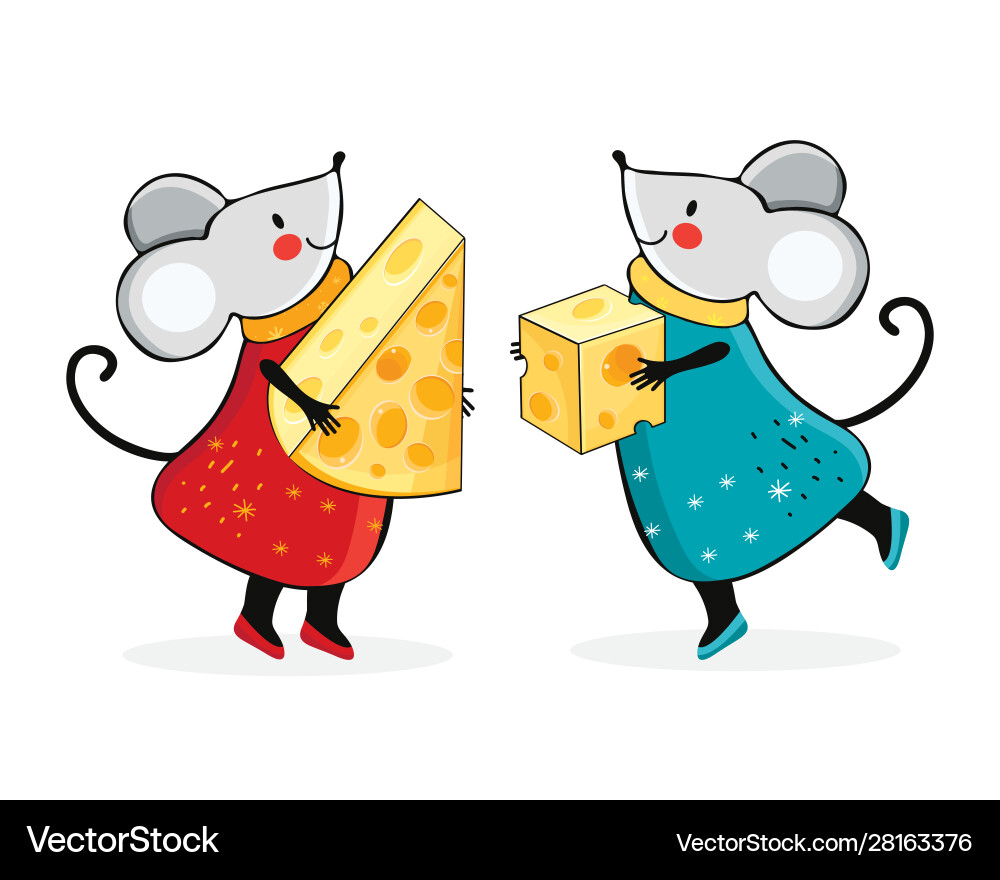 Set cute cartoon mouse in kawaii Royalty Free Vector Image