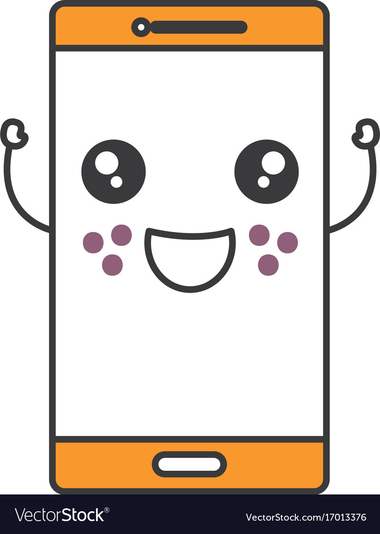 Smartphone device kawaii character Royalty Free Vector Image