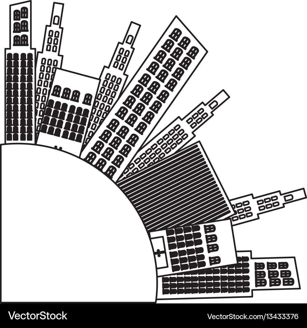 Sticker city with builds icon Royalty Free Vector Image