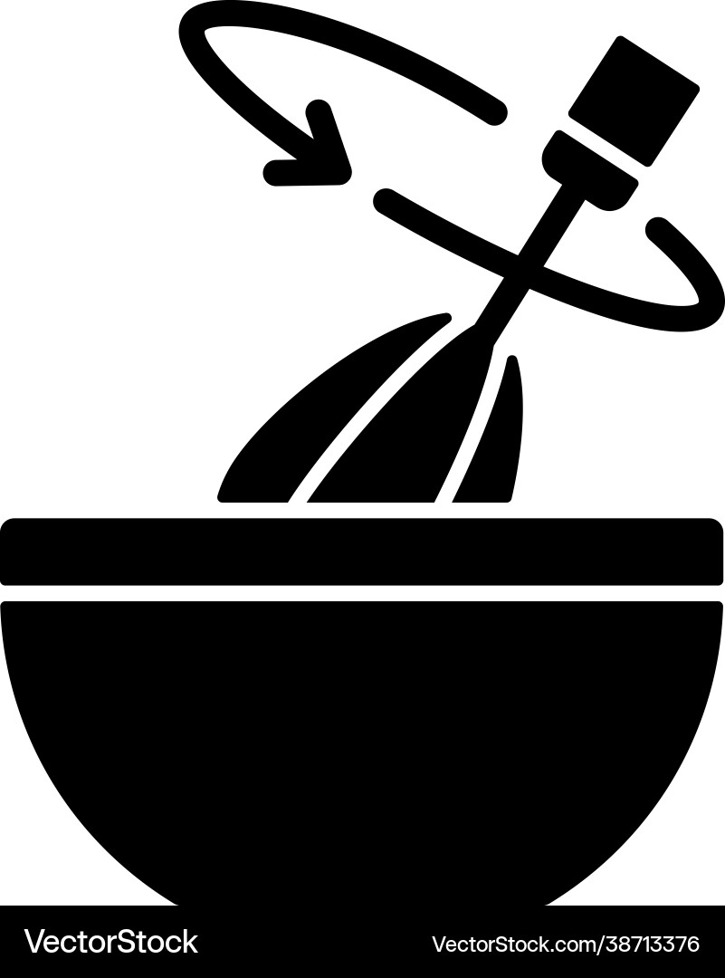 Stir cooking ingredient black glyph icon Vector Image