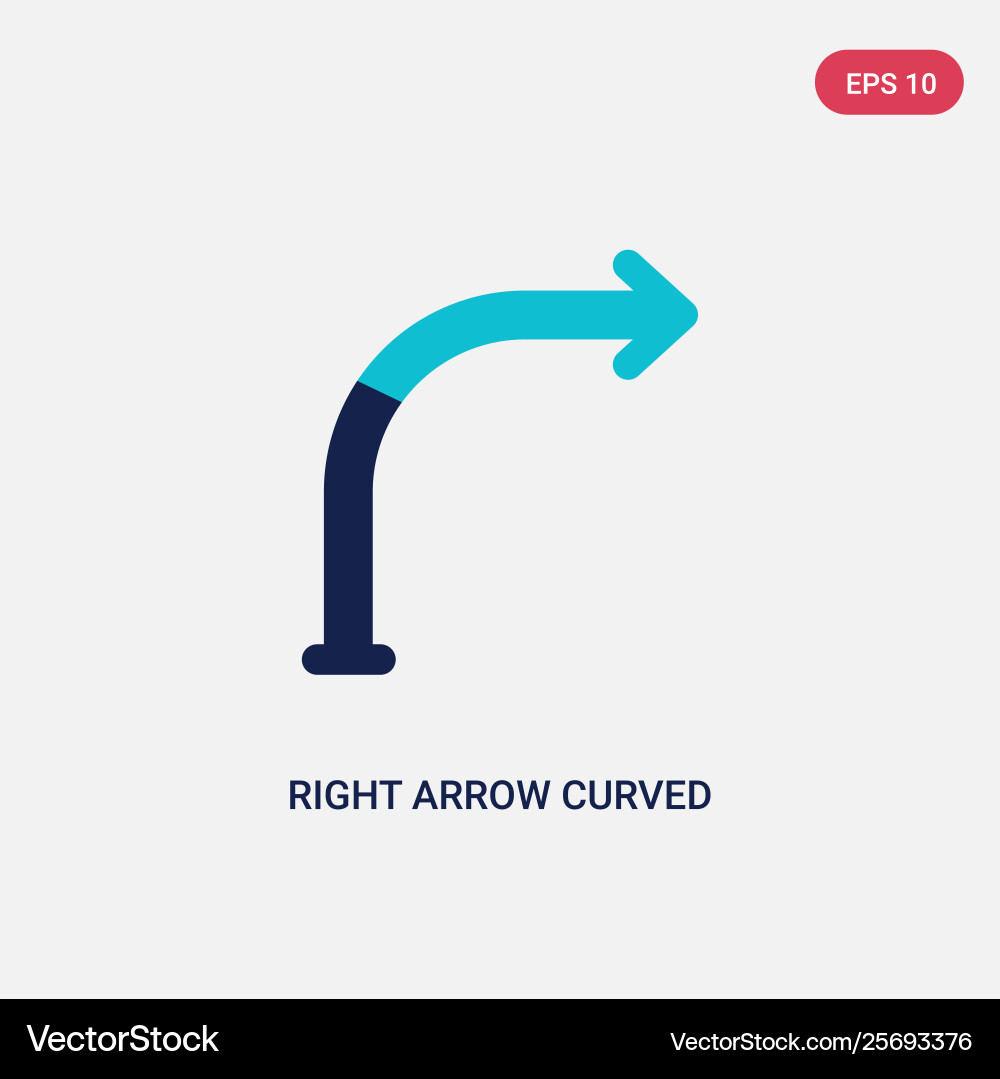 Two color right arrow curved icon from arrows Vector Image
