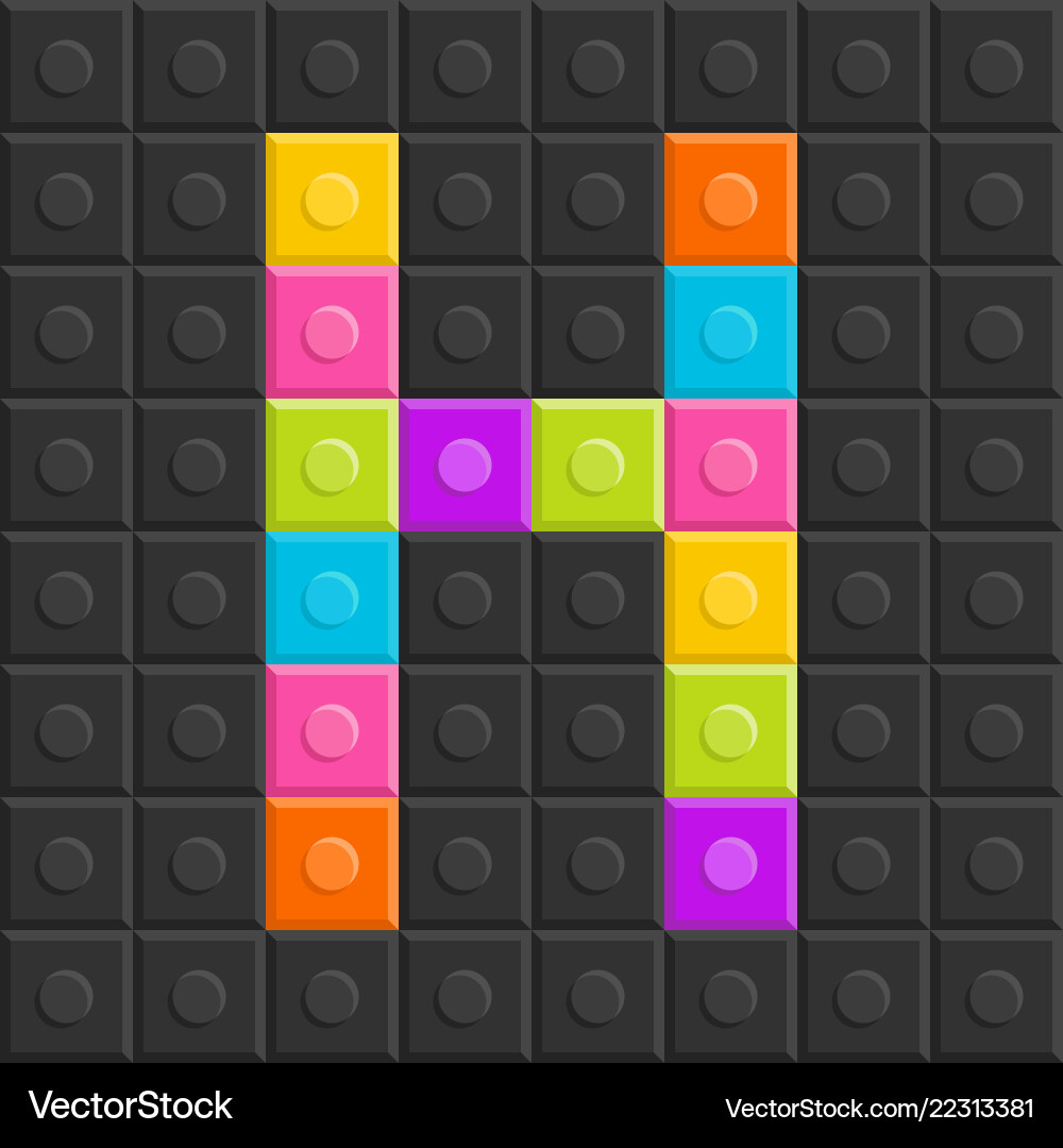 Colorful brick block letter h flat design Vector Image