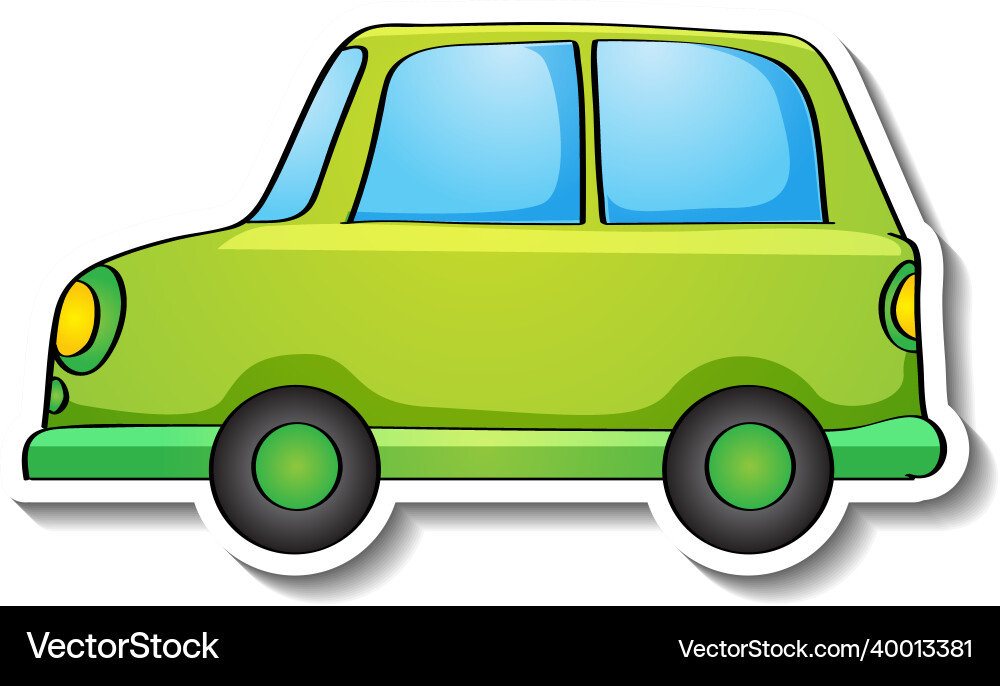 Compact car cartoon sticker on white background Vector Image