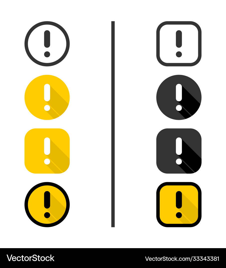 Exclamation mark icons isolated Royalty Free Vector Image