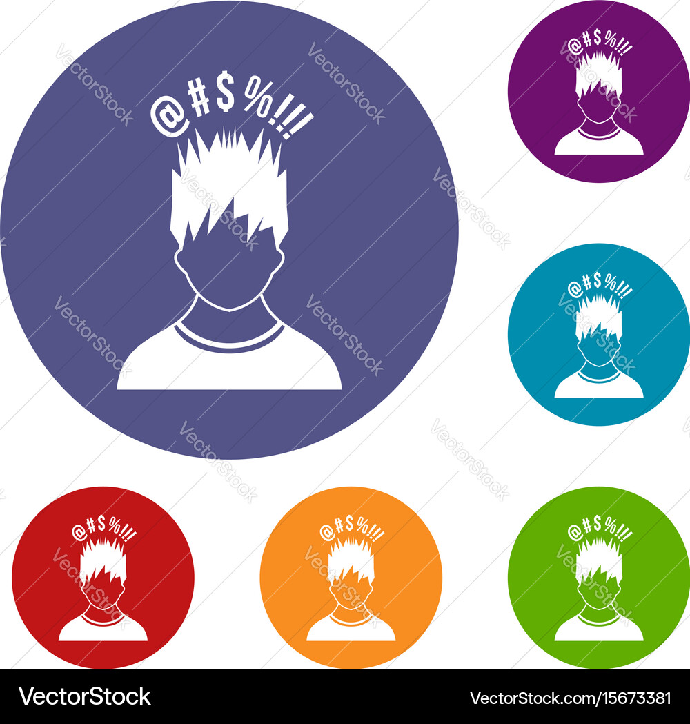 Man with different signs over his head icons set Vector Image