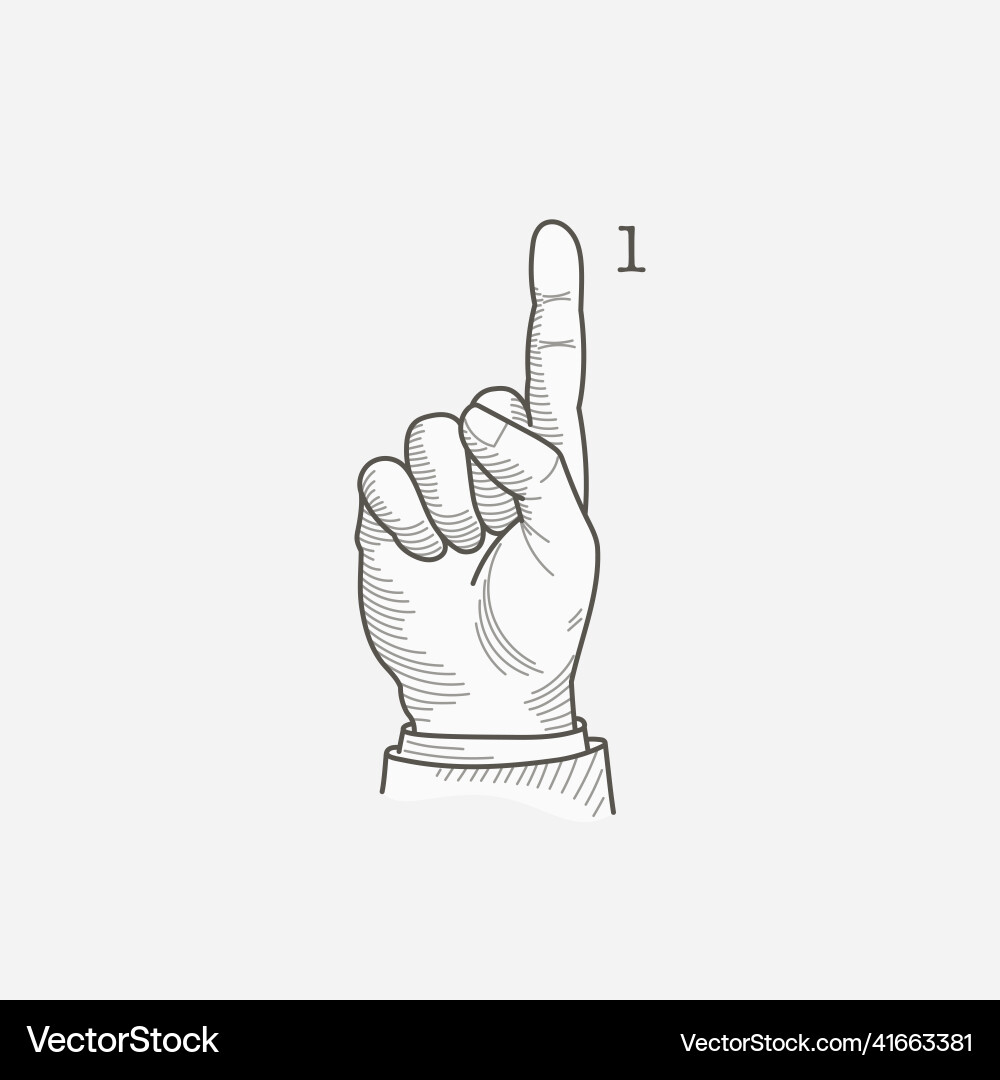 Number one logo in a deaf-mute hand gesture Vector Image