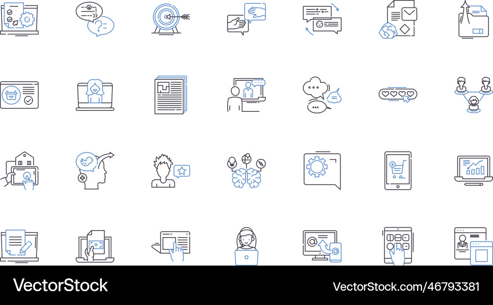 Pay-per-click line icons collection advertising Vector Image