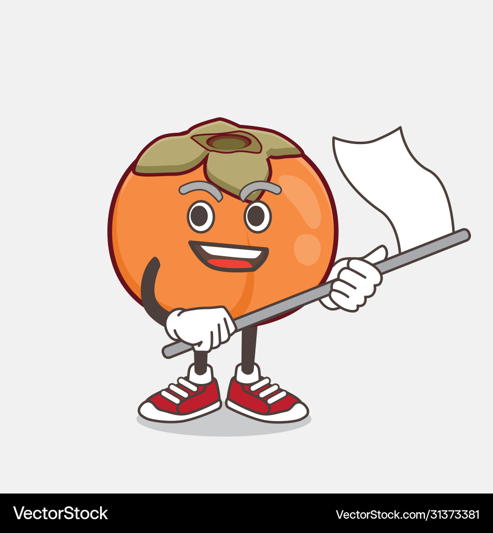 Persimmon fruit cartoon mascot character waving Vector Image