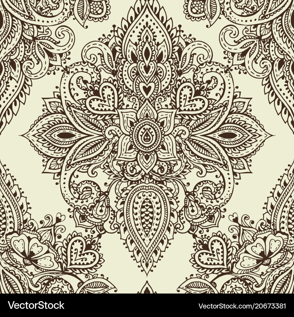 Seamless pattern with henna mehndi floral Vector Image