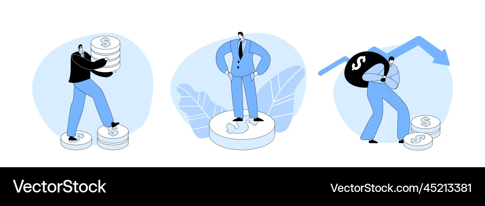Set financial risk money problem and economy Vector Image