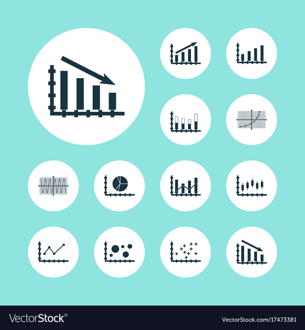 Set of graphs diagrams and statistics icons Vector Image