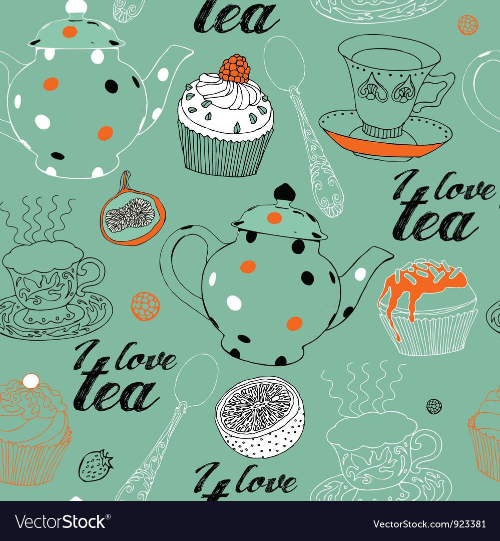 Tea time background Royalty Free Vector Image - VectorStock