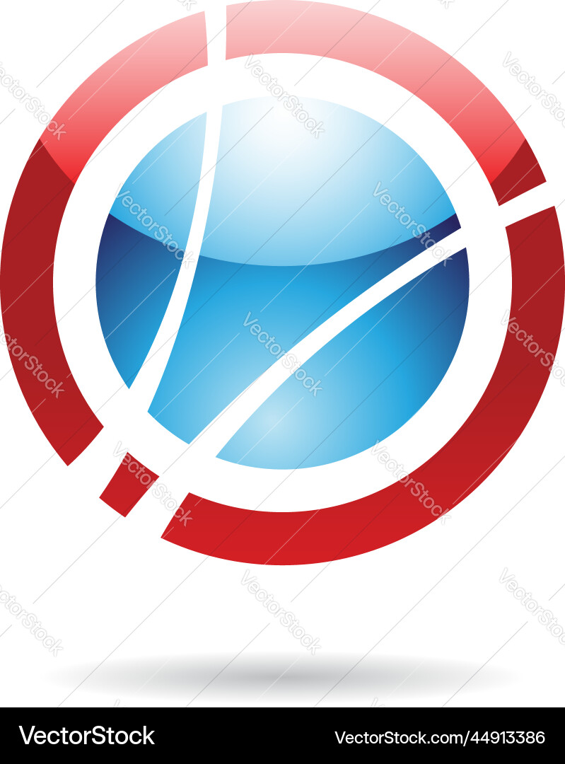 Blue and red glossy abstract orbit like logo icon Vector Image