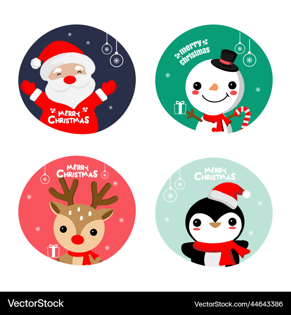 Collection of flat christmas badges Royalty Free Vector