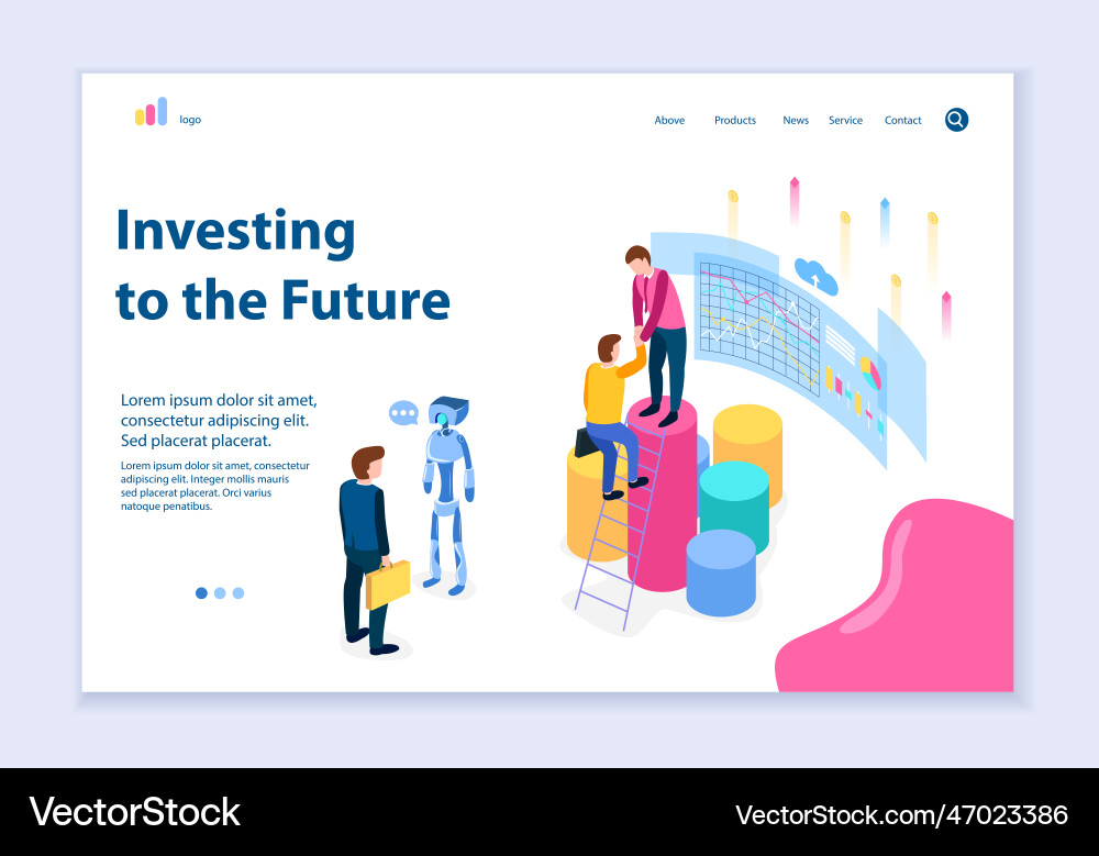 Creative website template of investing Royalty Free Vector