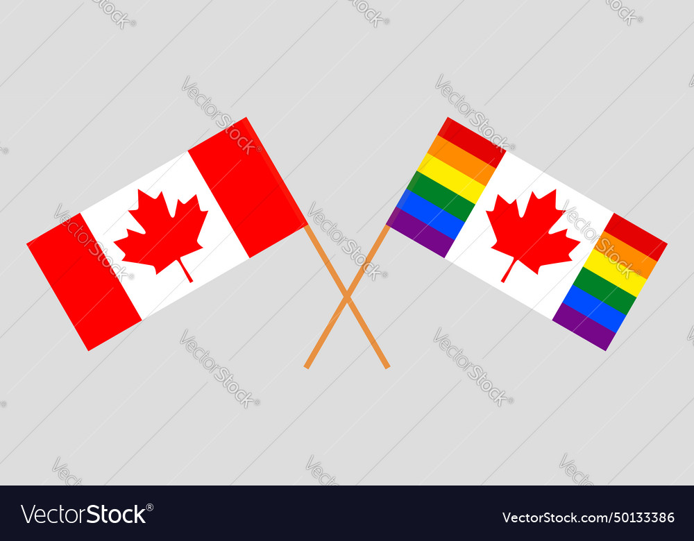 Crossed and waving flags of canada canadian Vector Image