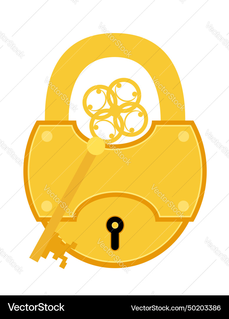 Golden vintage lock stock Royalty Free Vector Image
