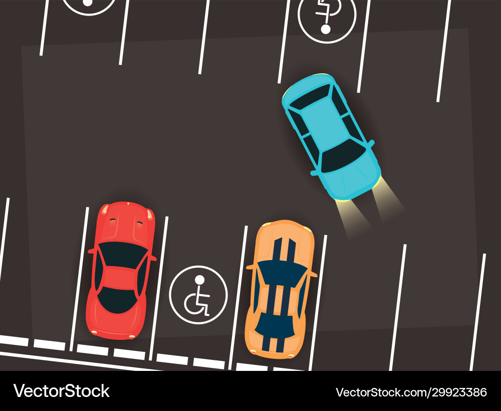 Group cars and disable space in parking zone Vector Image