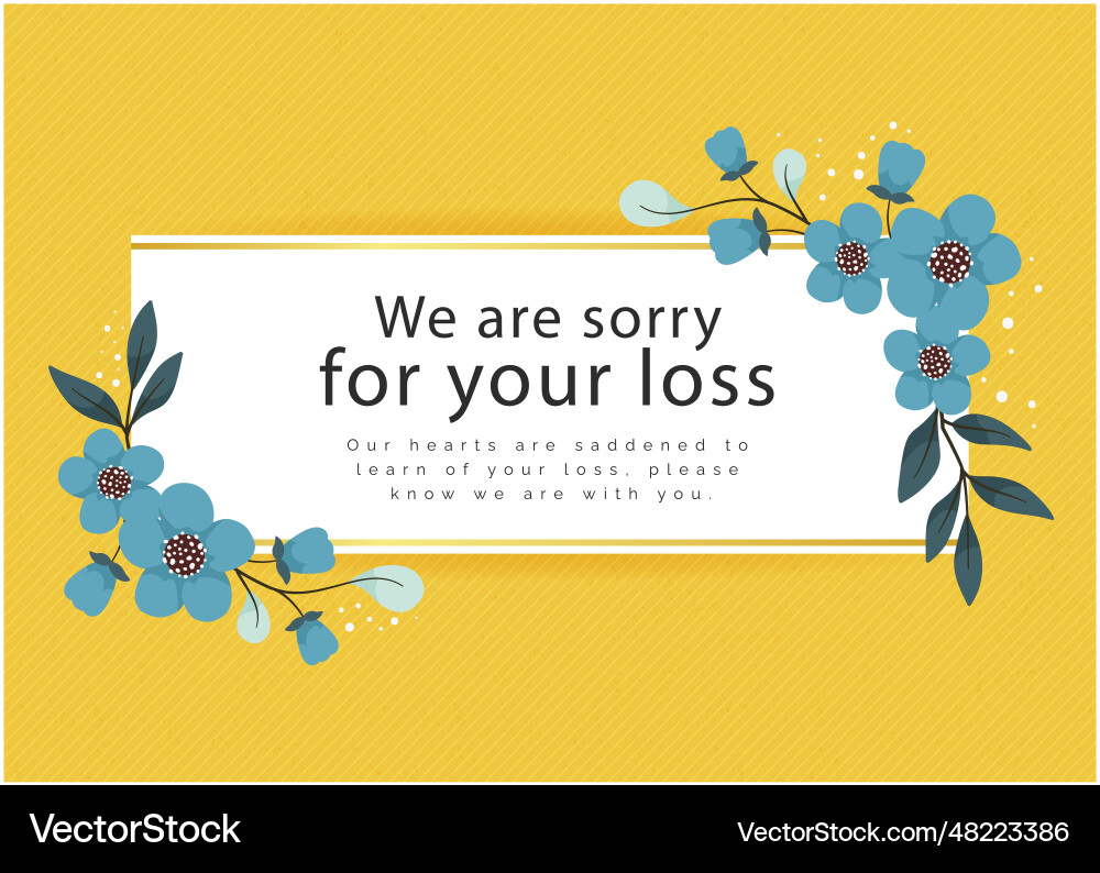 Hand drawn floral condolence card Royalty Free Vector Image