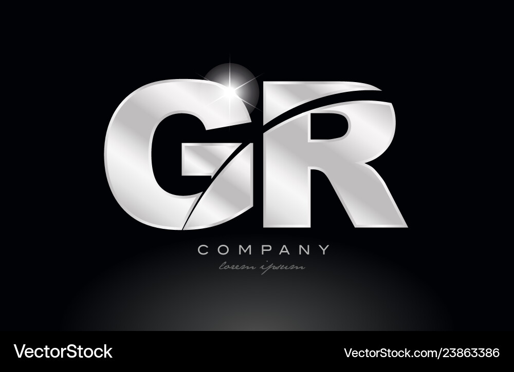 Silver letter gr g r metal combination alphabet Vector Image