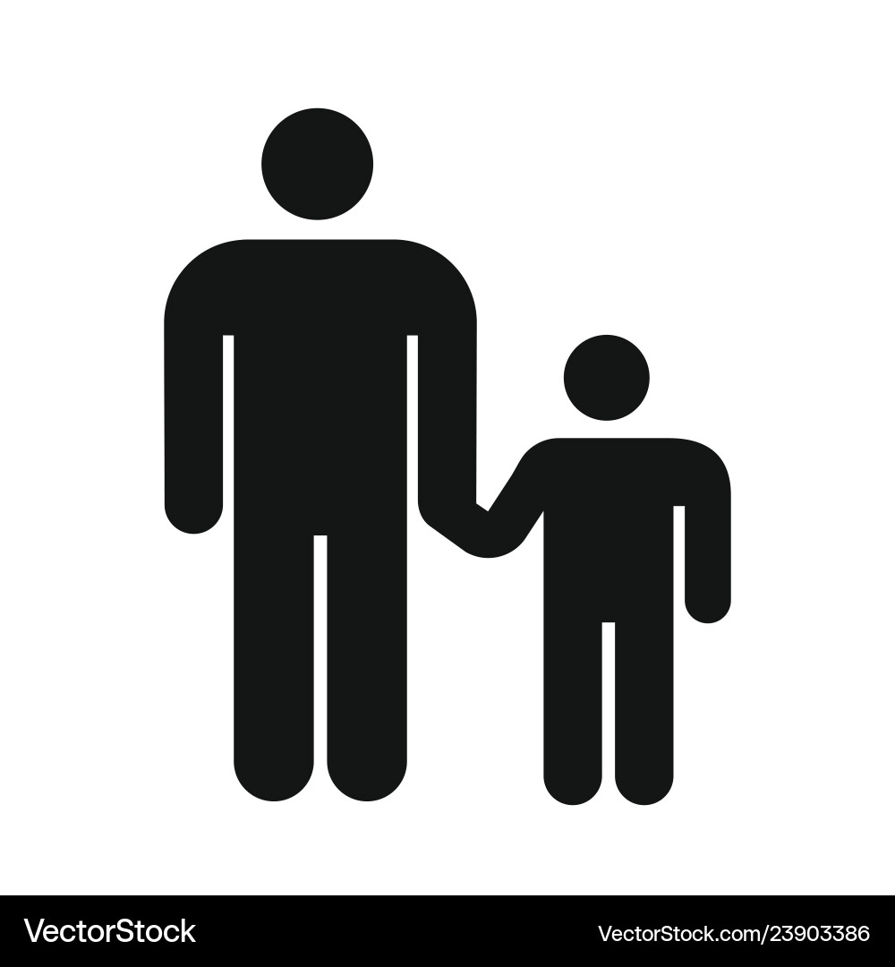 Simple style icon man with child hold hand Vector Image