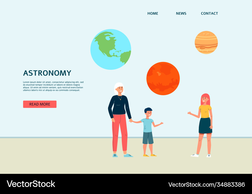 Site for astronomy lessons and planetarium Vector Image