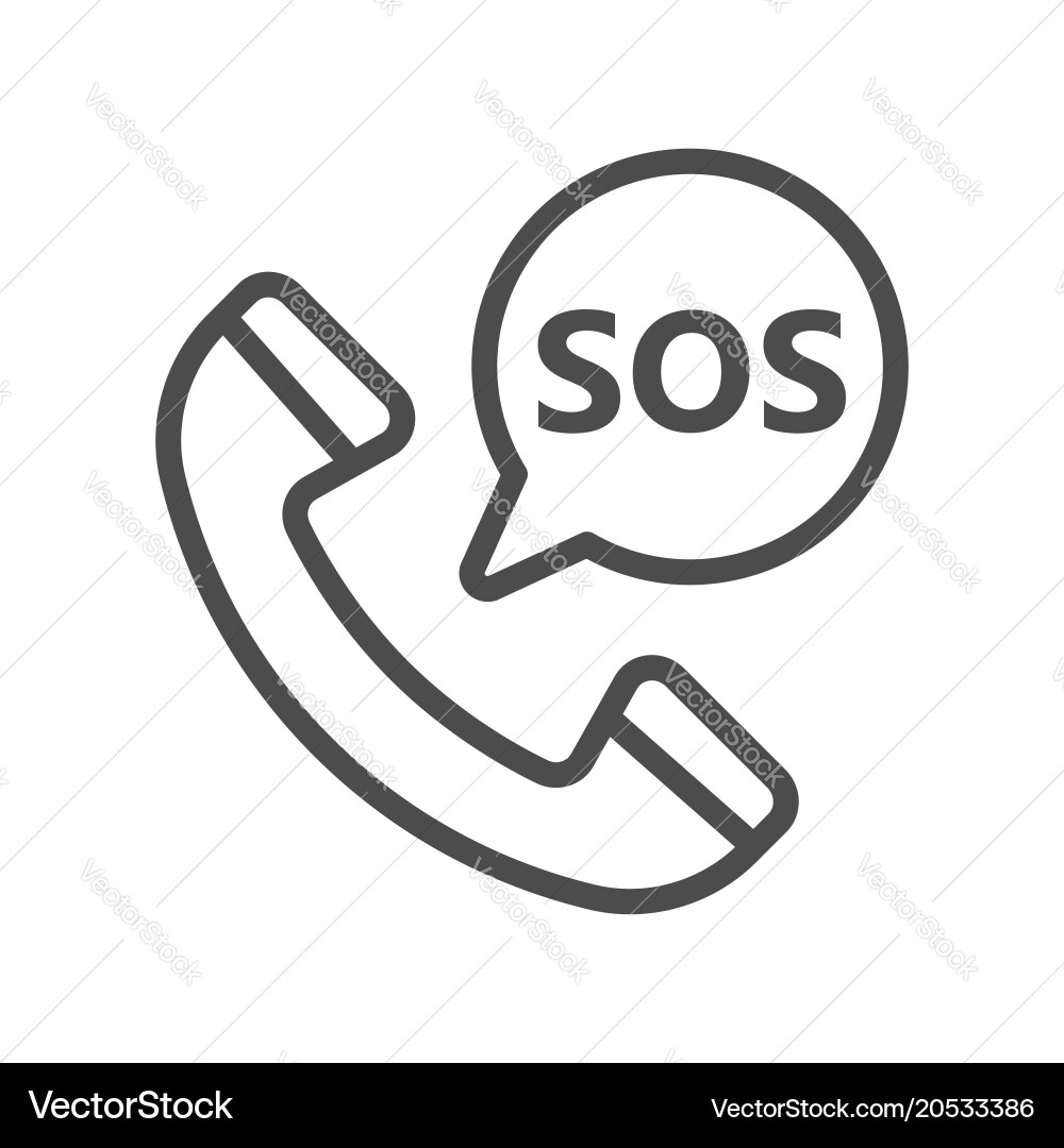 Sos icon logo line megaphone pixel Royalty Free Vector Image