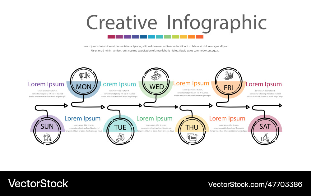 Timeline hand drawn business for 7 day week Vector Image