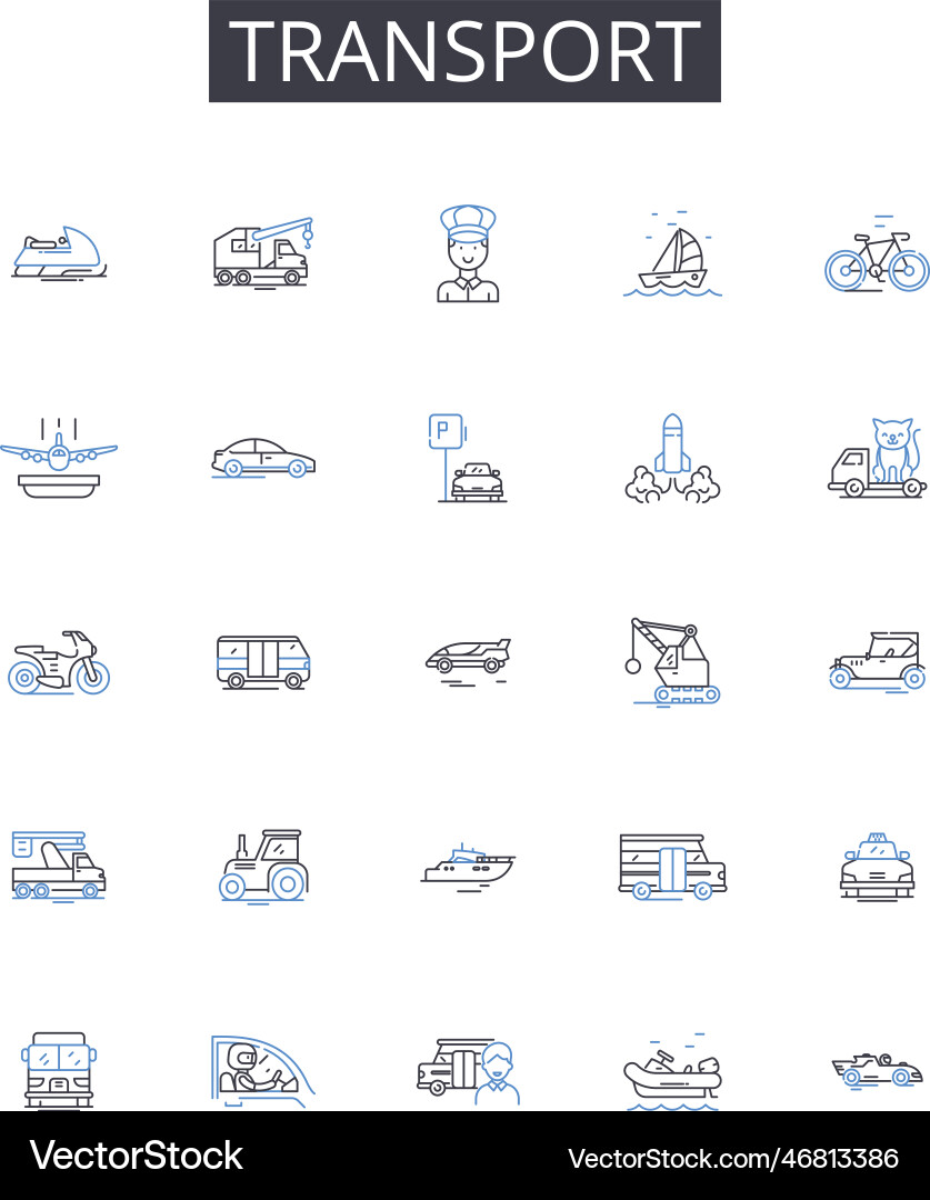 Transport line icons collection movement Vector Image